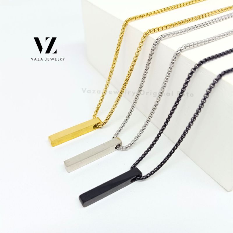 Jual Vaza Jewelry - Kalung Titanium Pria Wanita Model Liontin Balok ...
