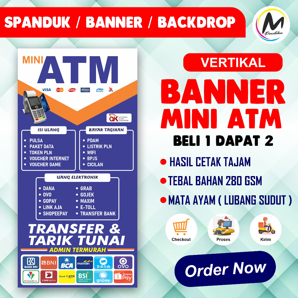 Jual Banner Konter ATM Banner Pembayaran Banner Tahan Panas dan Hujan ...