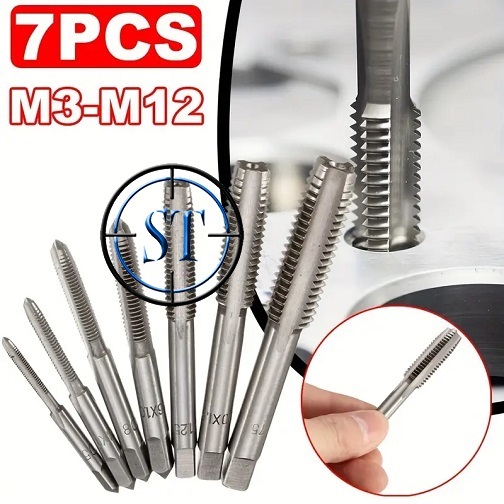 Jual 7 Pcs Mata Bor Pembuat Ulir Sekrup Baut Machine M3-M12 Hand Screw ...