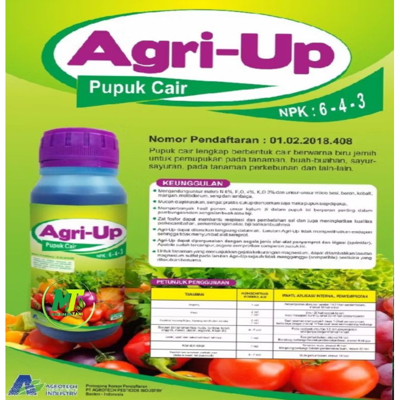 Jual Pupuk NPK Cair Top Grow - AGRI UP KEMASAN 1 LITER ASLI KEMASAN PABRIK | Shopee Indonesia