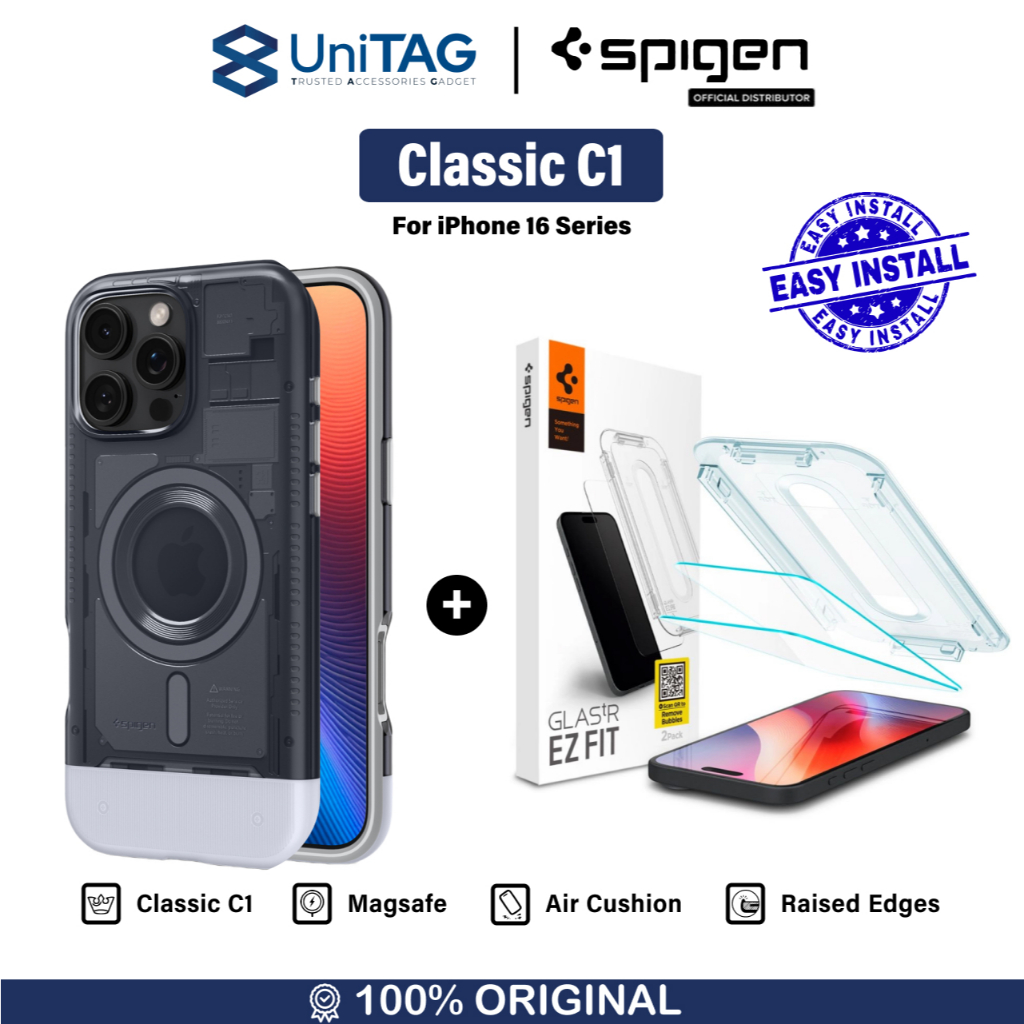 Jual Case iPhone 16 Series Pro Max Plus Spigen Classic C1 MagSafe MagFit Anti Shock Crack Hybrid ...