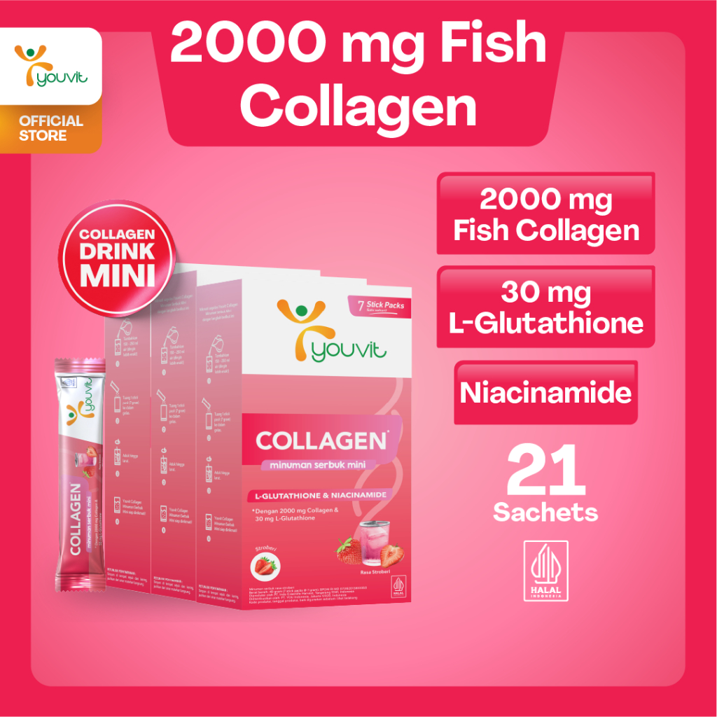 Jual Youvit Collagen Mini Drink 21 Hari untuk Anti Aging, Lebih Glowing dengan Collagen, L ...