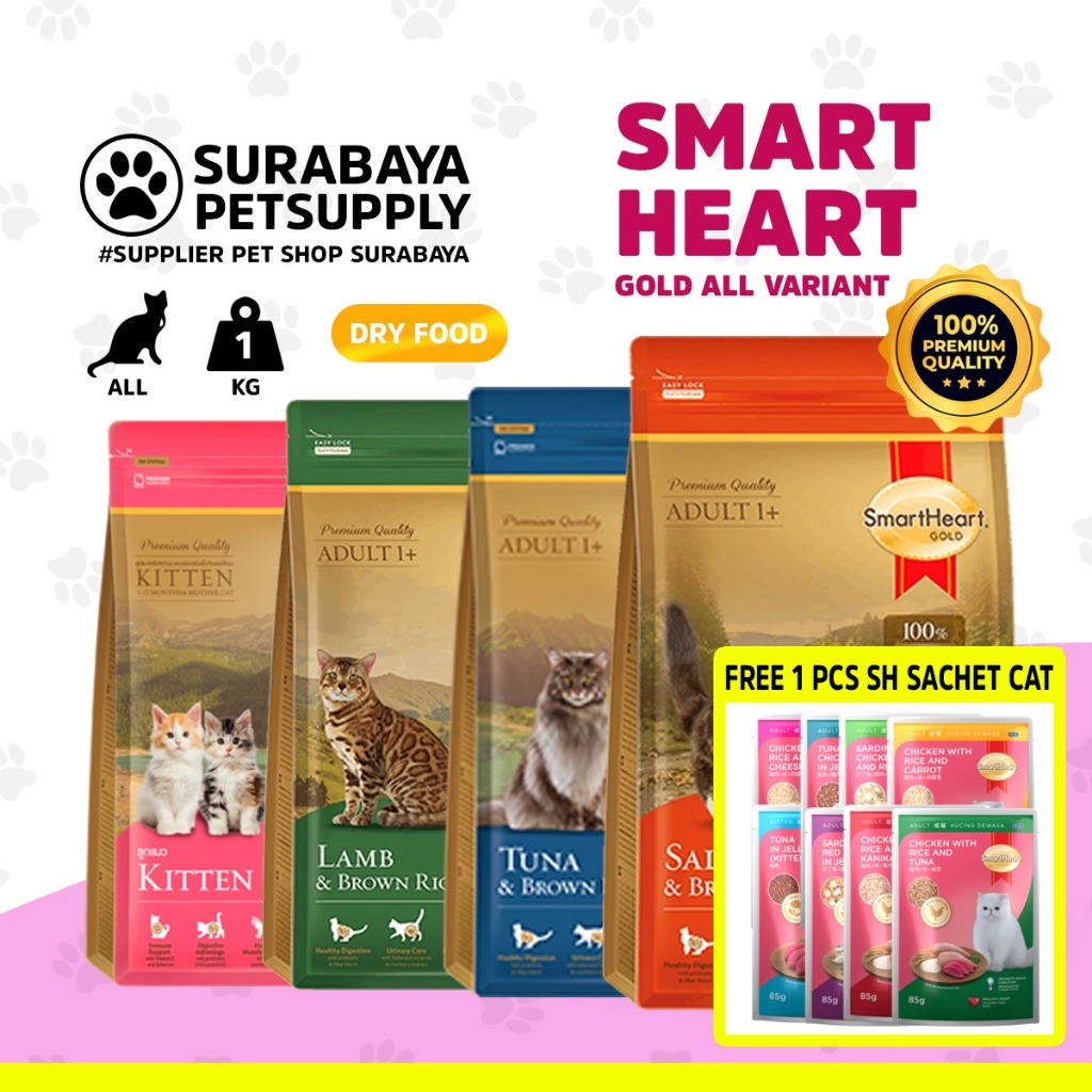 Jual SH CAT - Smart Heart Gold Cat Dry food 1 Kg - Makanan kucing ...
