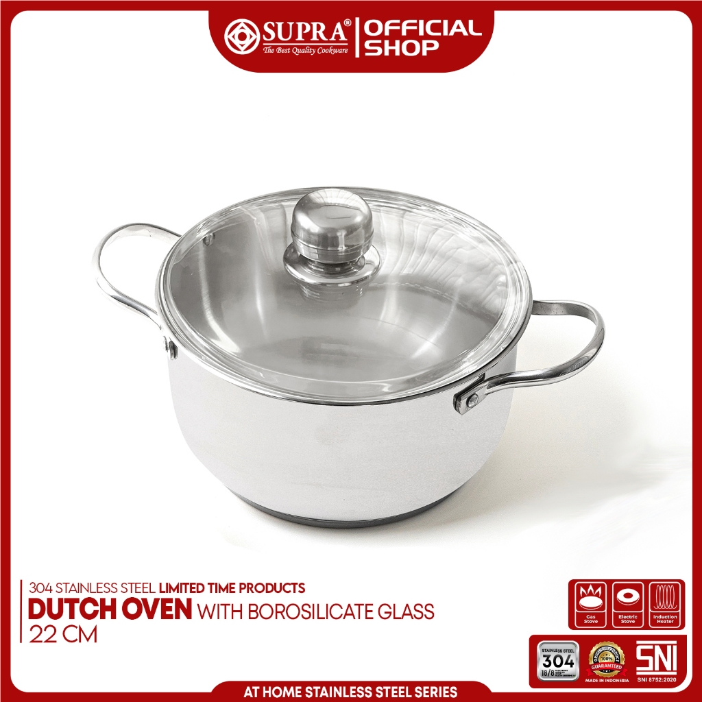 Jual SUPRA PANCI Stainless Steel SUS 304 Dutch Oven 22 Cm Professional ...