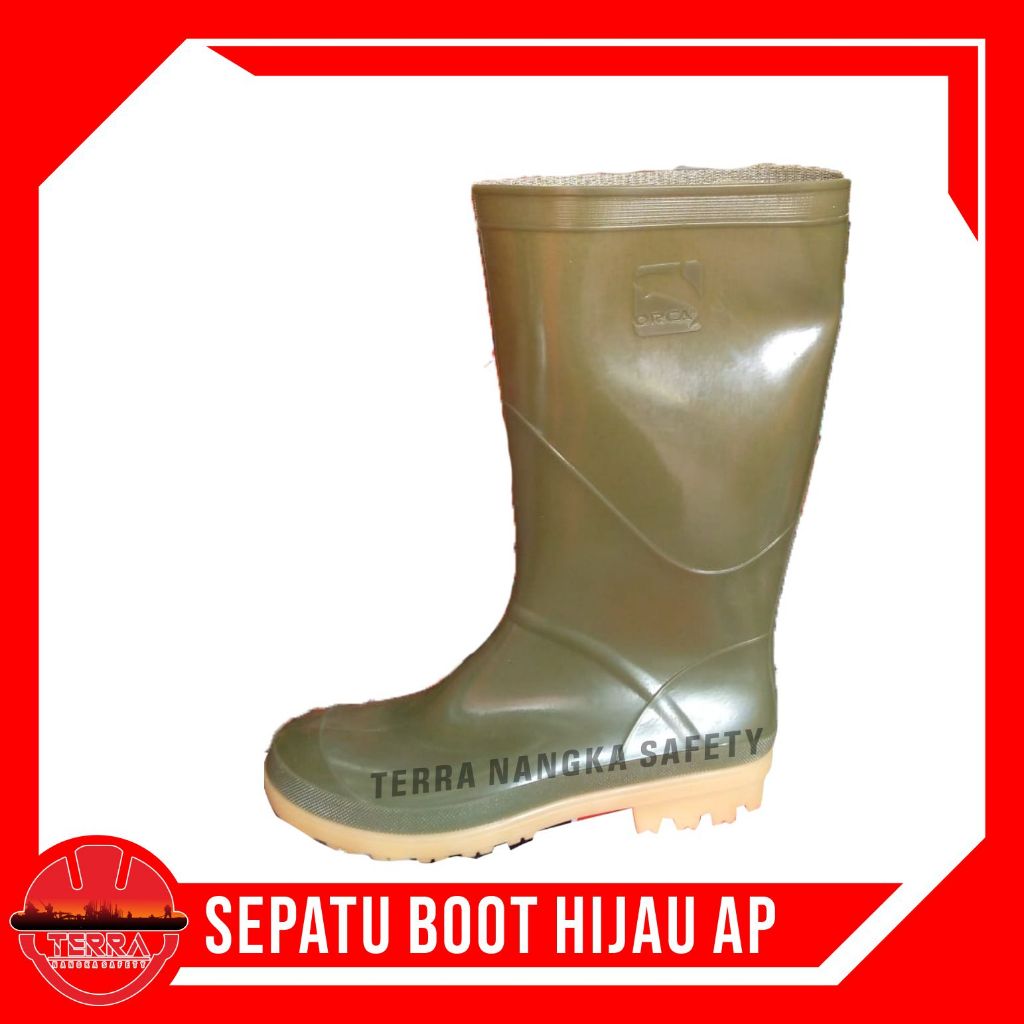 Jual Sepatu AP Boot Karet Hijau / Hitam (Excellent) | Shopee Indonesia