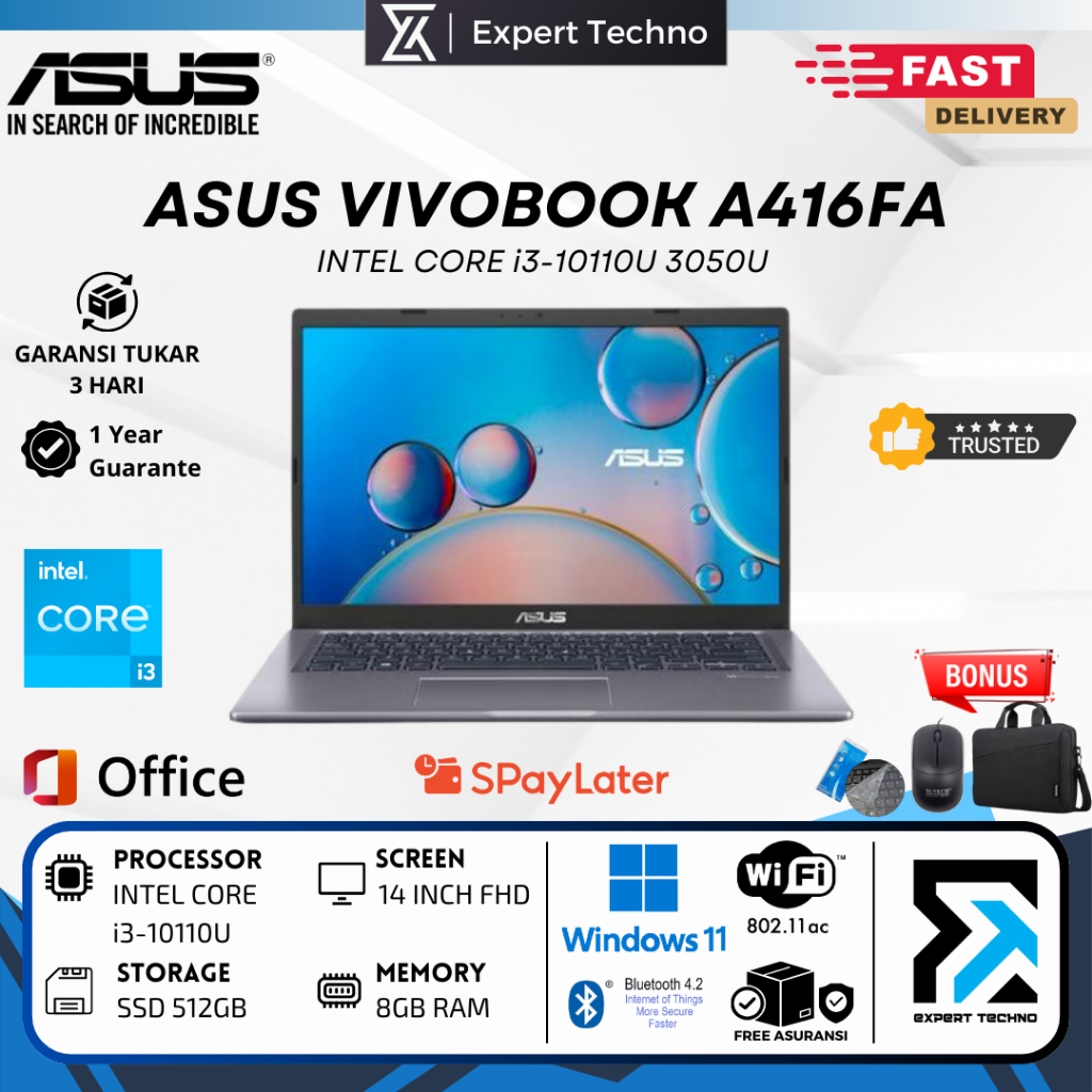 Jual Asus Vivobook A416FA Intel Core i3-10110U - RAM 8GB SSD 512GB 14 ...