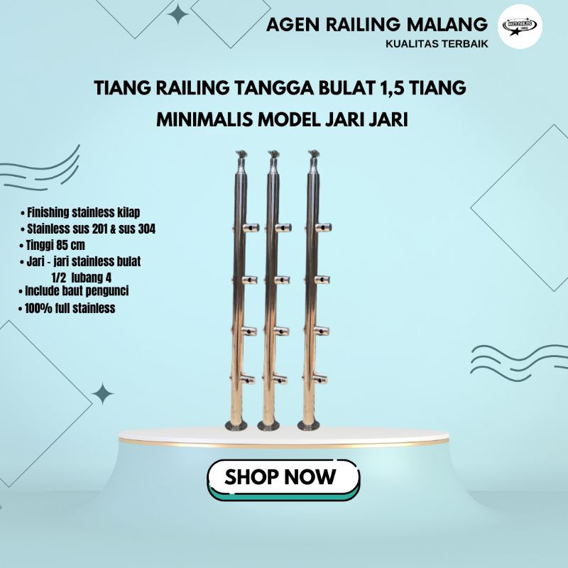 Jual Tiang railing bulat 1,5"/ Tiang bulat minimalis model jari jari ...