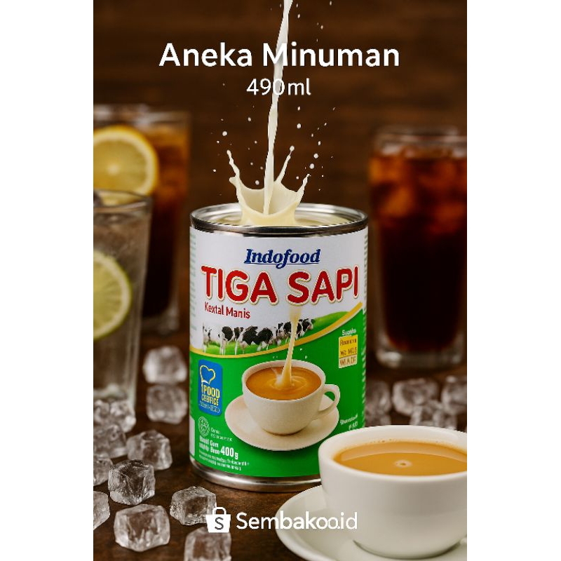 Jual Susu Kental Manis TIGA SAPI 490gr | Tiga Sapi Kaleng Indofood ...