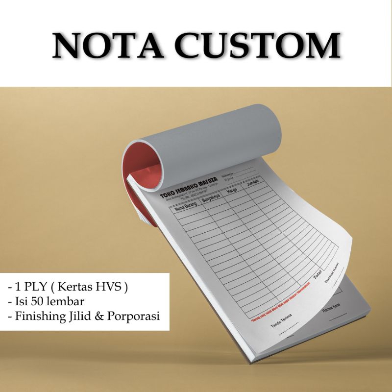 Jual Nota Custom 1ply 1/4 50lbr NOTA TOKO/KANTOR/SURAT JALAN (FREE ...