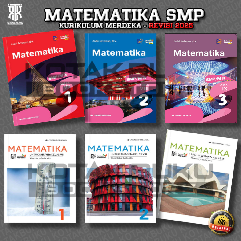 Jual ( ERLANGGA ) Buku Matematika Kelas 7 8 9 SMP Erlangga Kurikulum Merdeka Revisi Terbaru ...