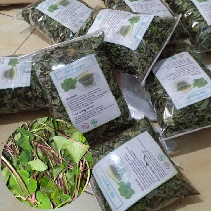 Jual Teh daun pegagan MERAH kering tanpa batang siap seduh | Shopee ...