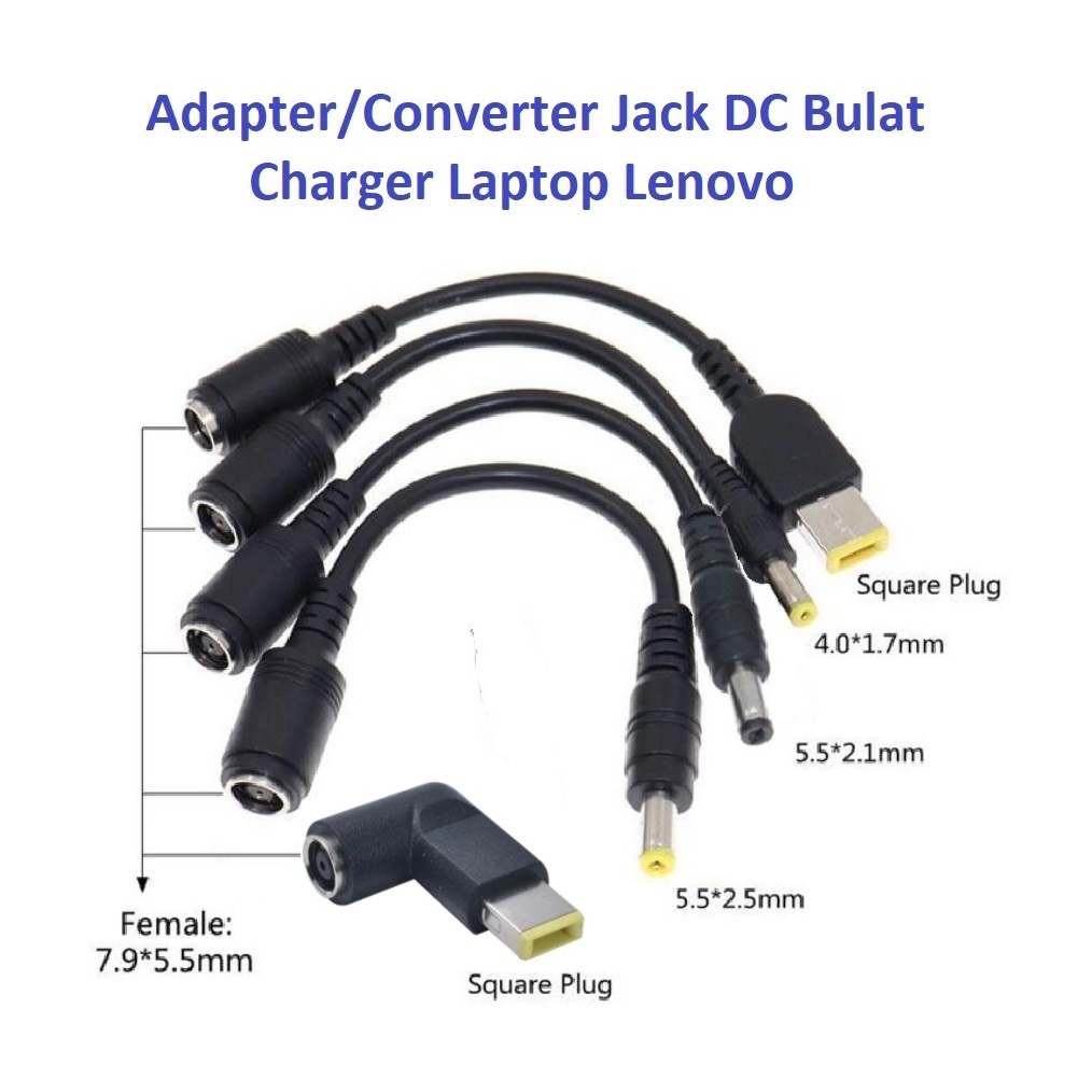 Jual Adapter Converter Jack DC Bulat 7.9x5.5mm Female untuk Charger Laptop Lenovo | Shopee Indonesia