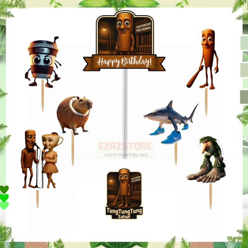 Jual Topper Tung Tung Sahur, Topper cake, Hiasan kue ulang tahun ...