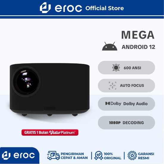 Jual EROC Smart Proyektor LCD 600 ANSI Full HD Android 12 Dolby Audio ...