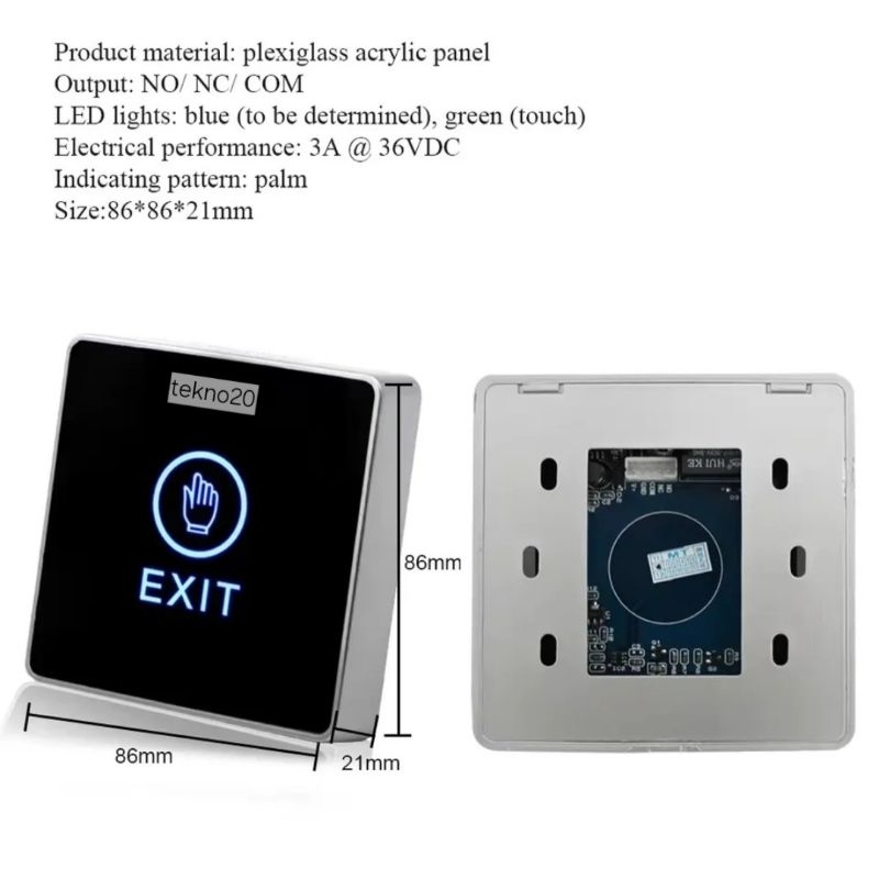 Jual Touch Sensitif Exit Release Gate Opener Door Access | Led Light ...