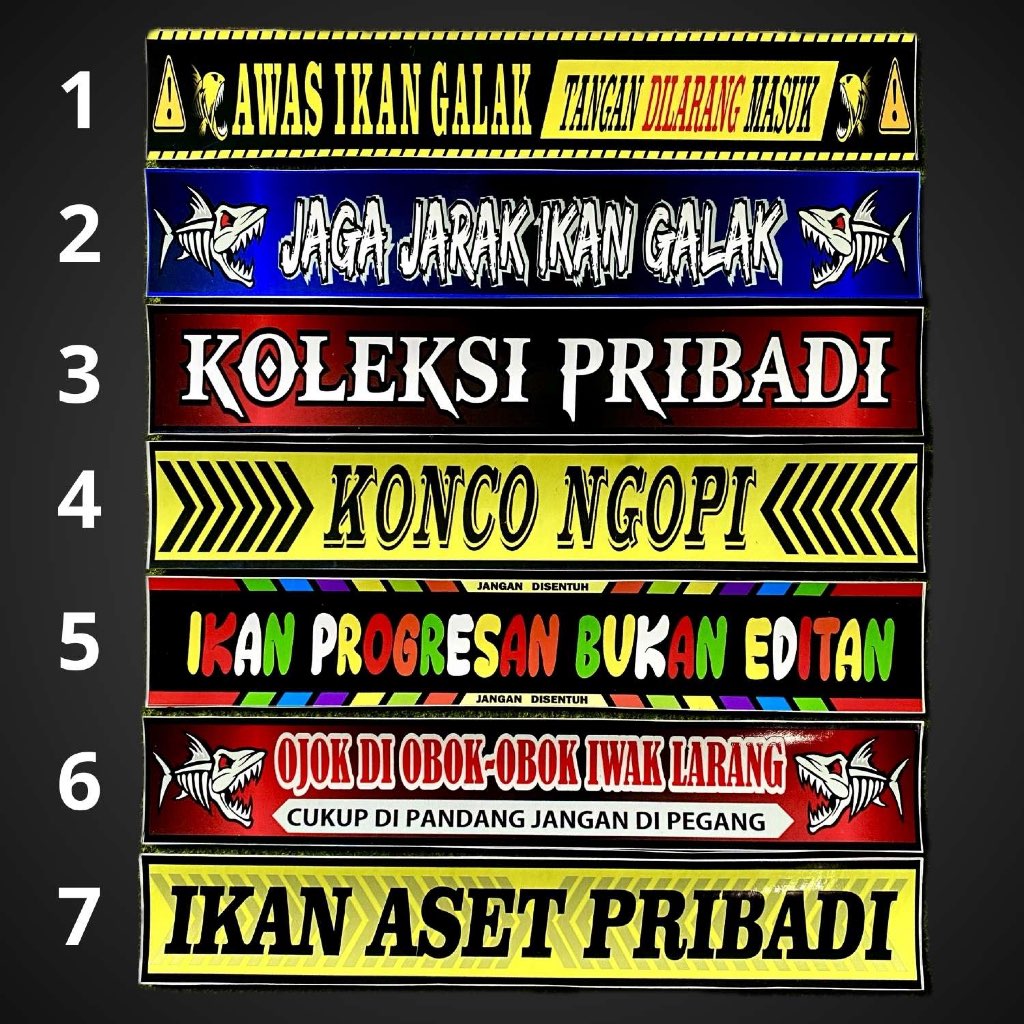 Jual STIKER AKUARIUM IKAN PREDATOR CHANNA AWAS IWAK GALAK TANGAN ...