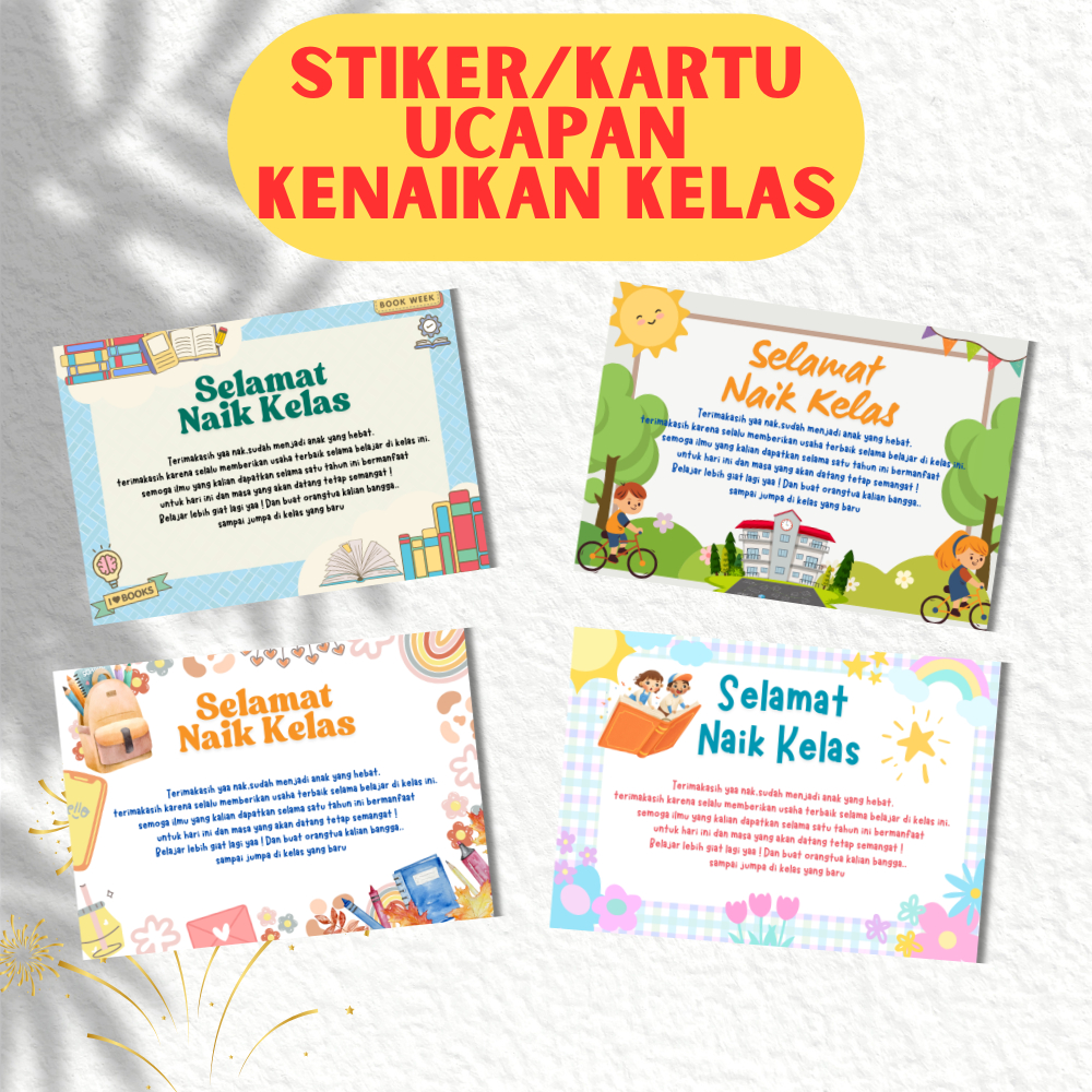 Jual Stiker/Kartu Ucapan Kenaikan Kelas 1 Pack Isi 35 | Shopee Indonesia