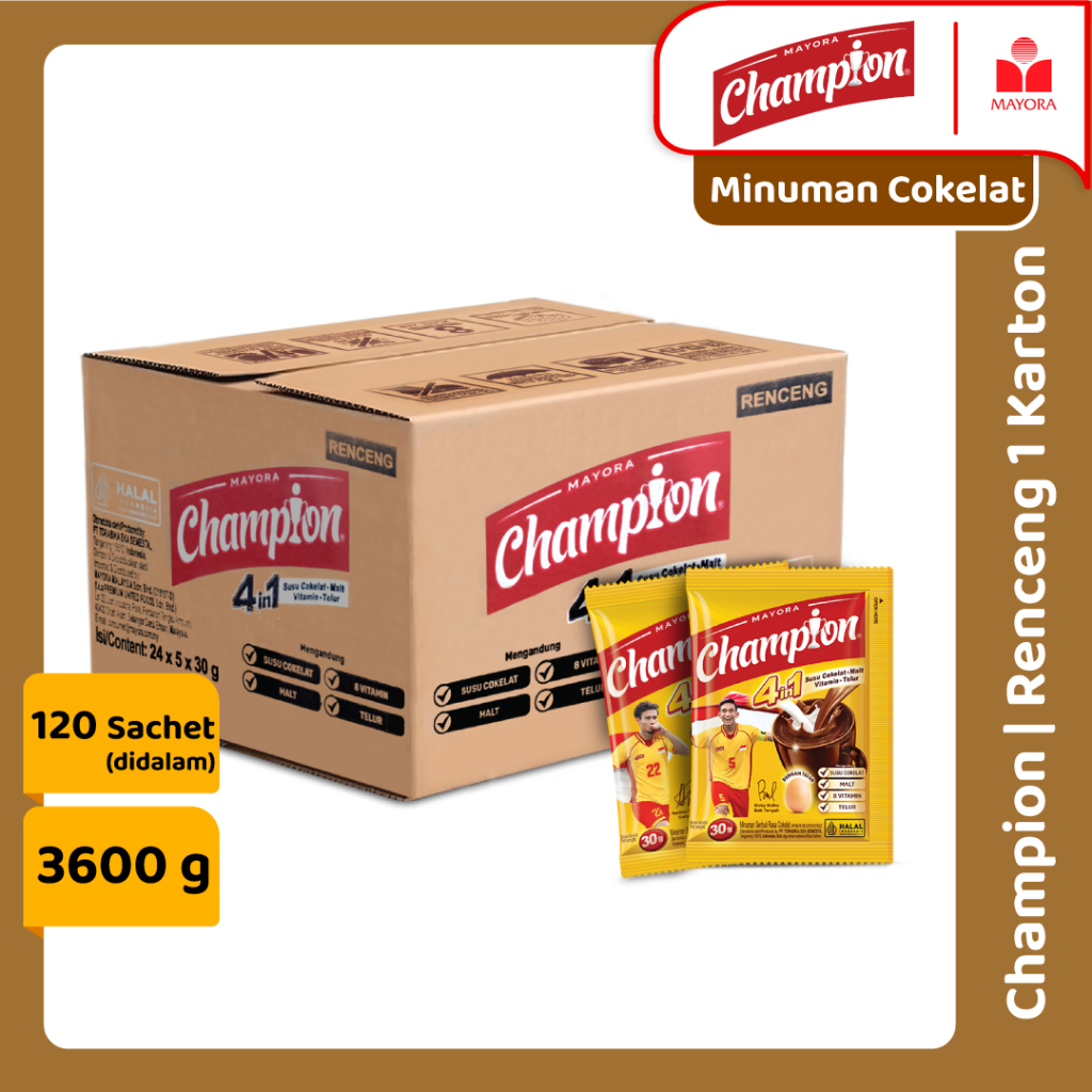 Jual 1 Karton Minuman Cokelat Mayora Champion Renceng | Shopee Indonesia