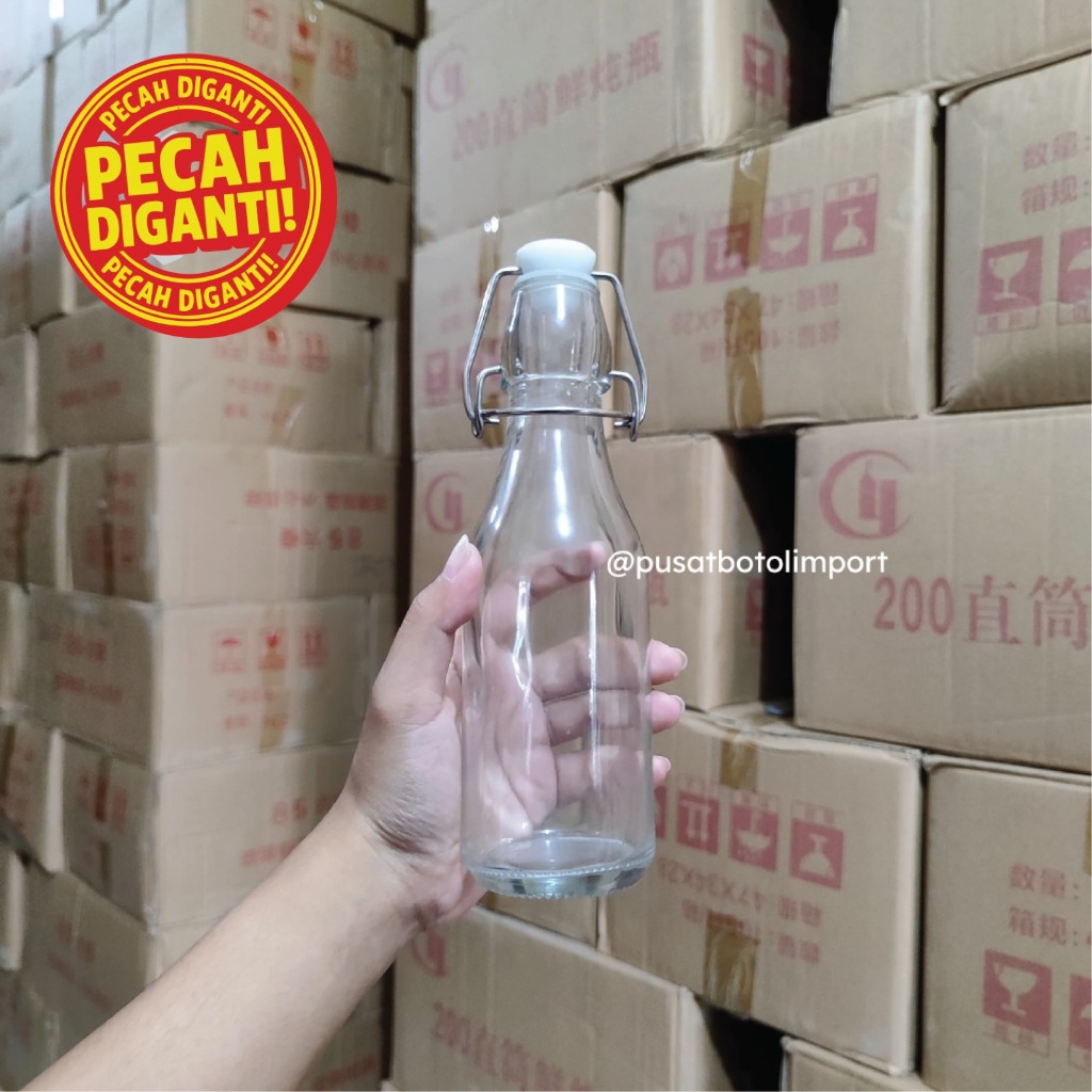 Jual ‼️ PECAH DIGANTI ‼️ Botol Kaca 250ml / Swing Top Bottle 250ml ...
