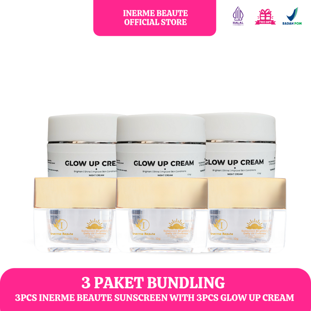 Jual (Dapat 3 paket) paket bundling Inerme Beaute Sunscreen dan Glow up ...