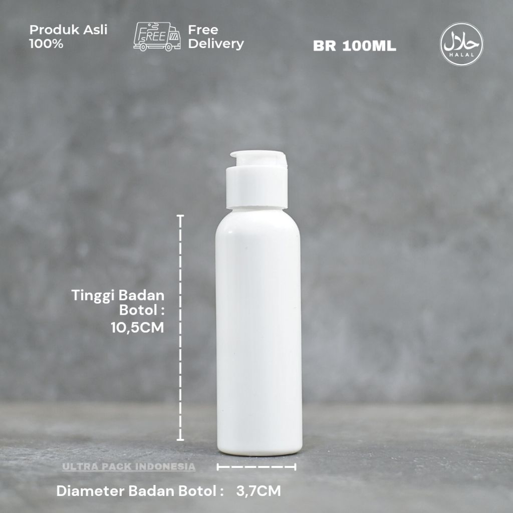 Jual KMASAN BOTOL FLIPTOP ISI ULANG - BOTOL PET BR 100ML PUTIH + FLIP TOP JAMUR | Shopee Indonesia