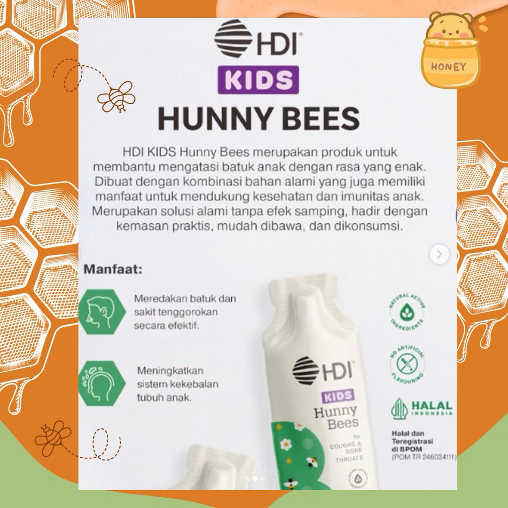 Jual HDI KIDS Hunny Bees obat batuk anak herbal exp 2026 / kids 3 ...