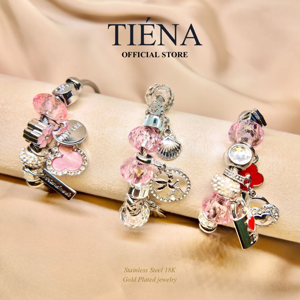 Jual TIÉNA Charm Bracelet Gelang Pandor Titanium Steel Premium ...