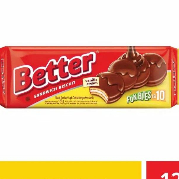 Jual Better fun bites isi 10 sandwich biskuit coklat vanila 100 gram ...
