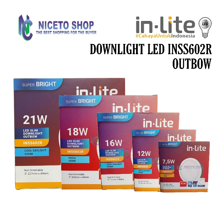 Jual InLite Led Slim Downlight Outbow Bulat OB INSS602R 7.5W 12W 16W ...