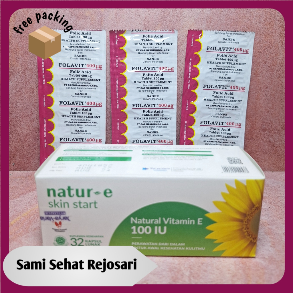 Jual 1 PAKET BUNDLING PROMIL NATUR E 100 IU 32 KAPSUL & 3 STRIP FOLAVIT ...