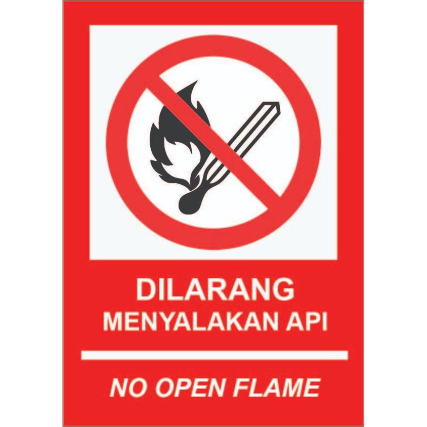 Jual Sign Akrilik K3 Dilarang Menyalakan Api / No Open Flame uk. A4 /A3 ...