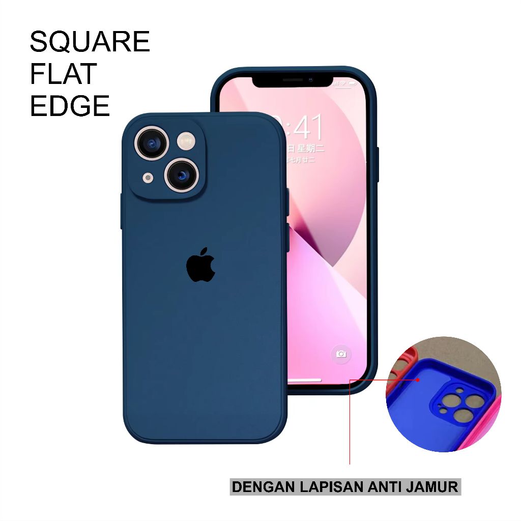 Jual flat design - square flat edge Iphone case navy blue ( soft case ...