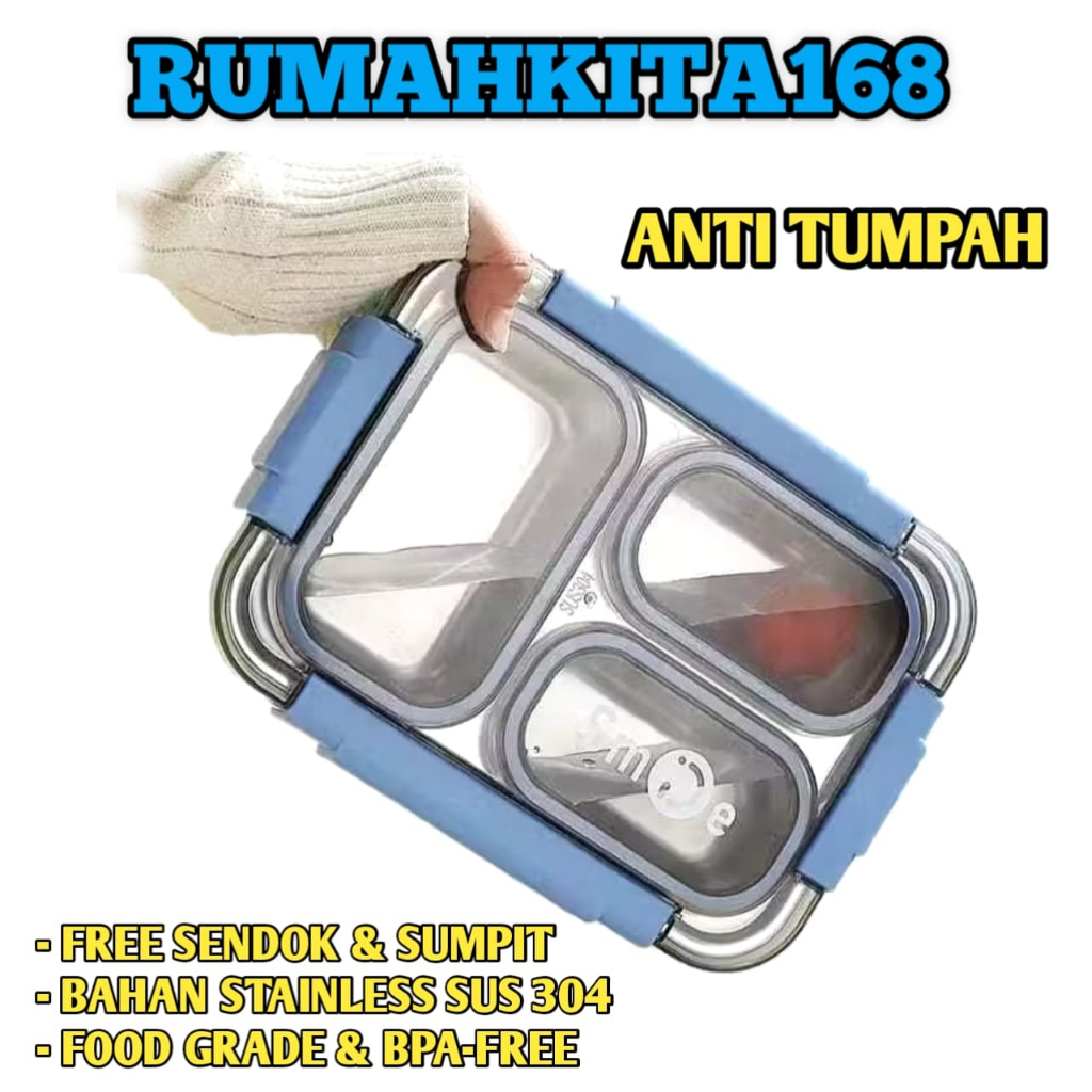 Jual 3 SEKAT LUNCH BOX STAINLESS Sus 304 ANTI TUMPAH BENTO BOX TAHAN ...