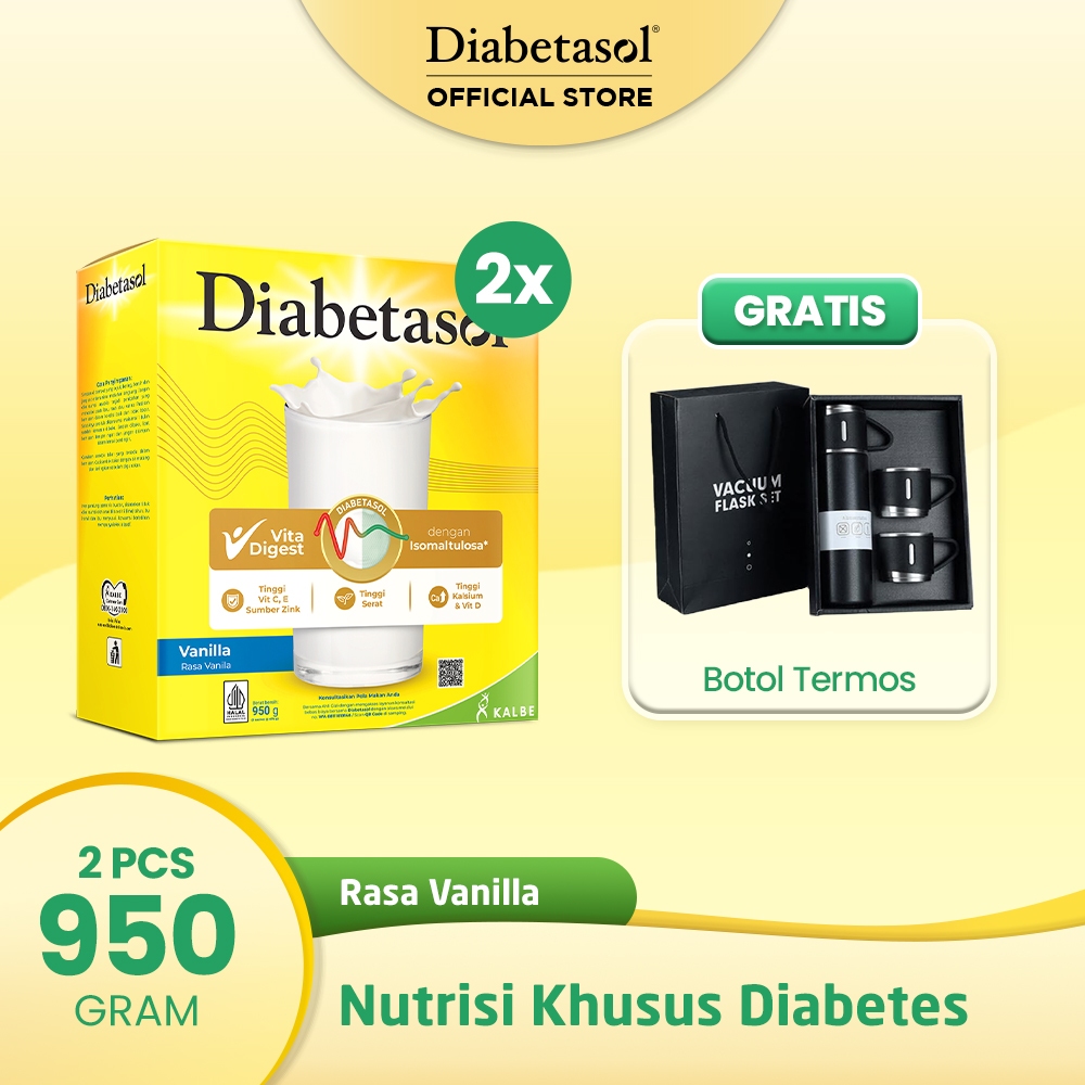 Jual Diabetasol Jumbo Vanilla 950g (2pcs) Free Botol Termos | Shopee Indonesia