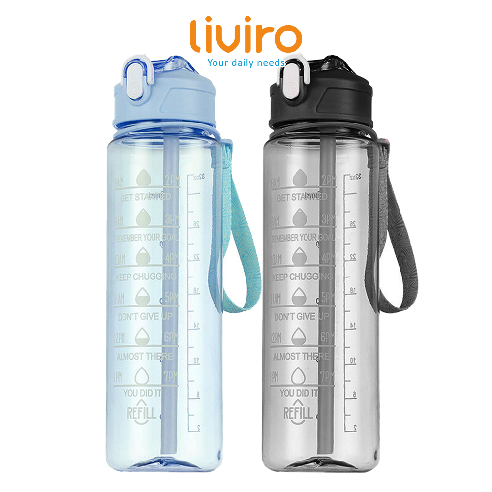 Jual Liviro Botol Air Minum Plastik Anti Tumpah Dengan Sedotan Water ...