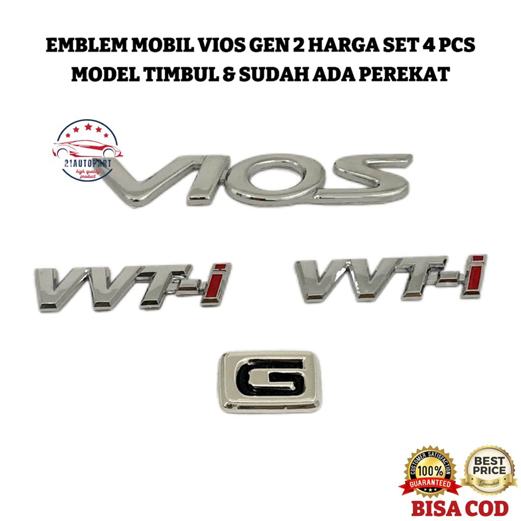 Jual Emblem Mobil Vios Gen 2 Model Timbul HARGA SET 4 PCS | Shopee ...