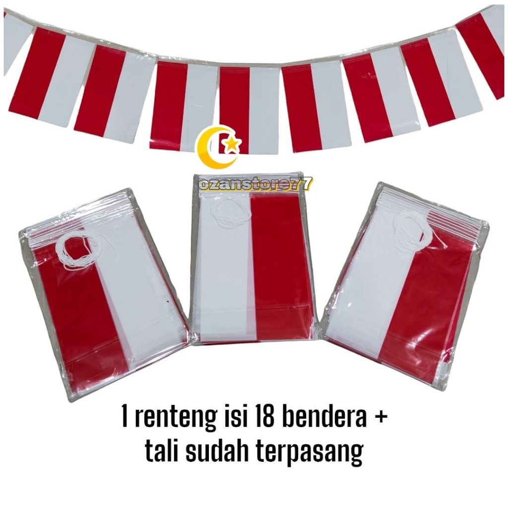 Jual bendera plastik + tali / bendera merah putih renteng | Shopee ...