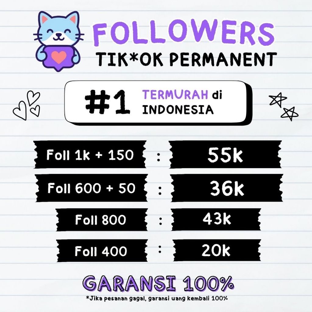 Jual T1K**T0K INDONESIA, ASIA, WORLDWIDE Followers TERMURAH, TERCEPAT, PERMANENT, GARANSI 100% ...