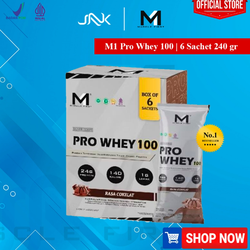 Jual M1 Muscle First Pro Whey 100 Box 6 Sachet | Susu Whey protein ...