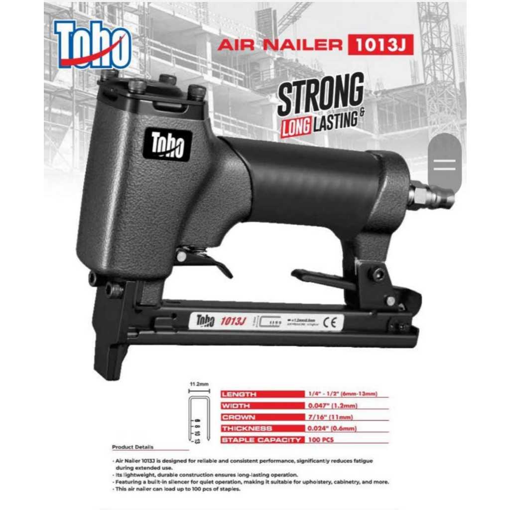 Jual (TOHO 1013J ANGIN) AIR Nailer Tipe U / Mesin Staples Paku Tembak ...