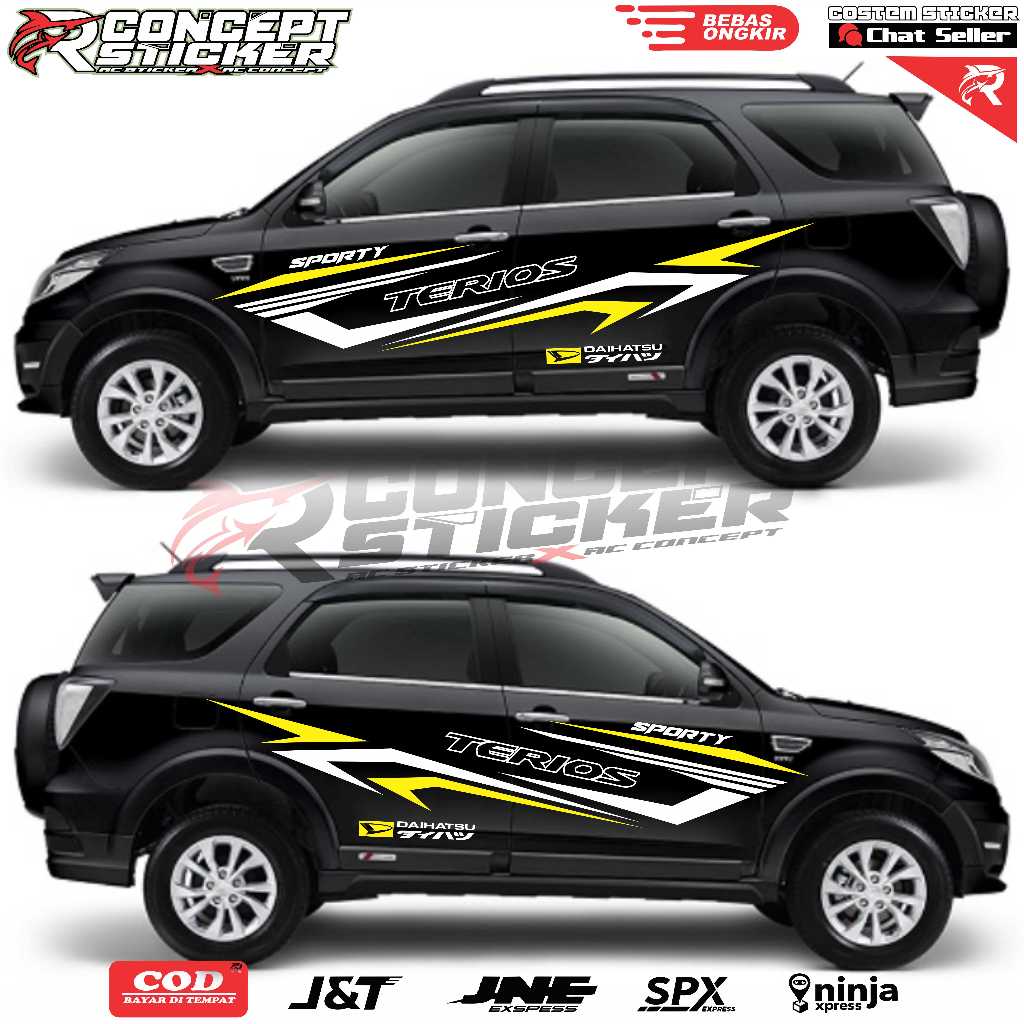 Jual stciker terbaru mobil rush terios lama stripe motif keren cod ...