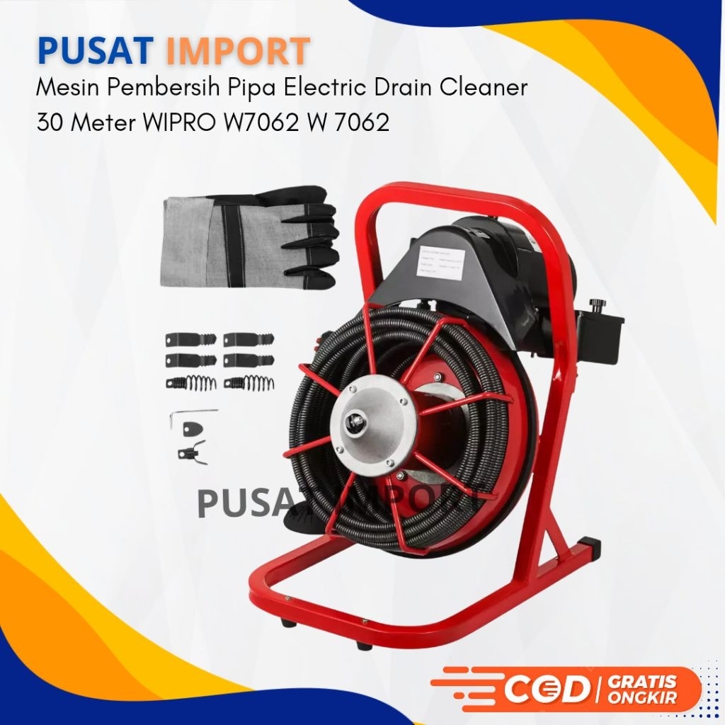 Jual Mesin Pembersih Pipa Electric Drain Cleaner 30 Meter WIPRO W7062 W ...