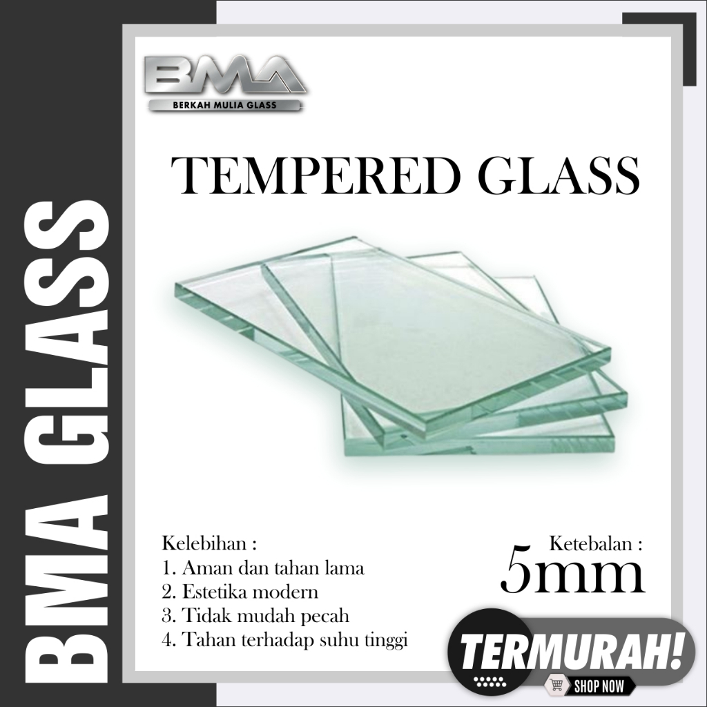 Jual KACA TEMPERED 5MM Rp.56/CM² (POTONG CUSTOM SESUAI UKURAN) | Shopee ...