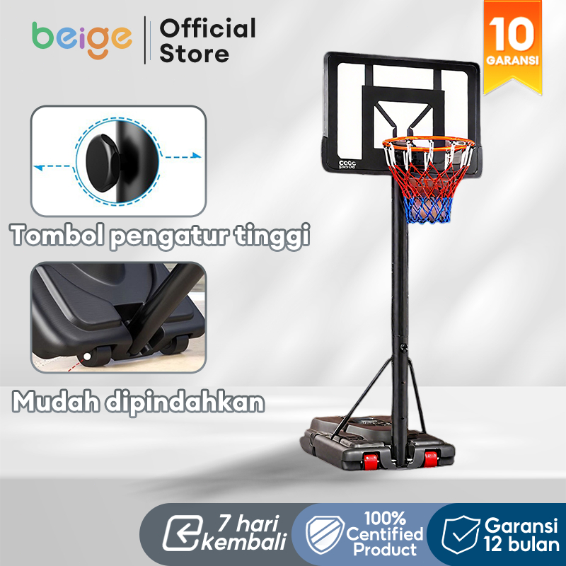 Jual BEIGE Ring Basket Portable Tinggi Bisa Diatur 1.35-3.05m Stand ...
