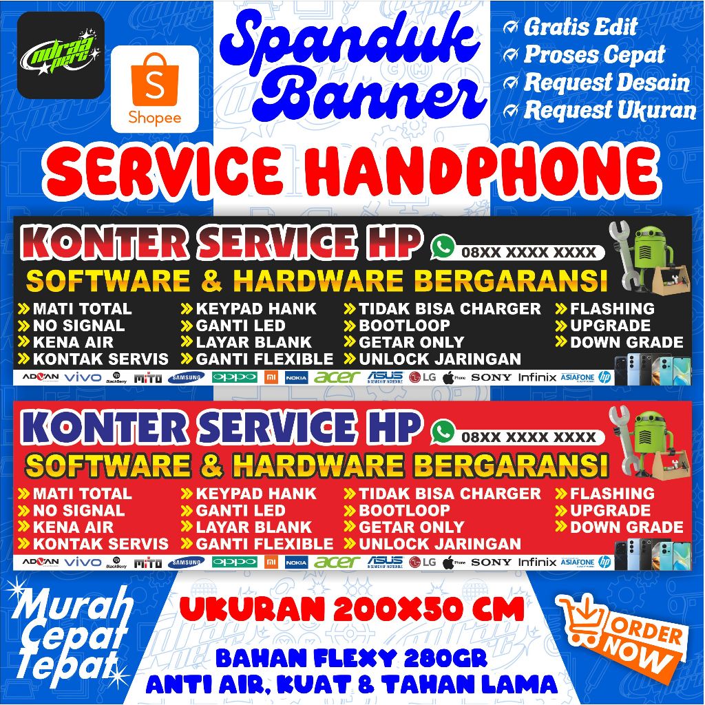 Jual Banner Service HP Ukuran 200X50 | Shopee Indonesia