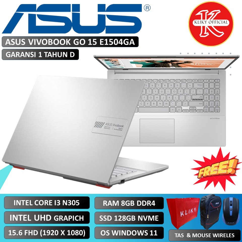 Jual ASUS Vivobook Go 15 E1504GA Intel Core i3 N305 8GB DDR4 SSD 128GB ...