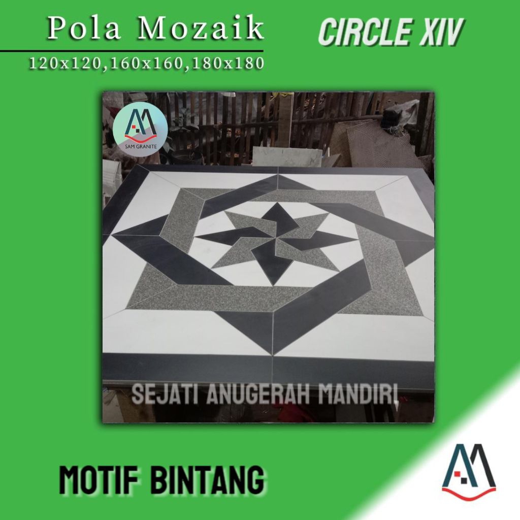 Jual granit pola mozaik motif bintang tekstur kasar ukuran 120x120 ...