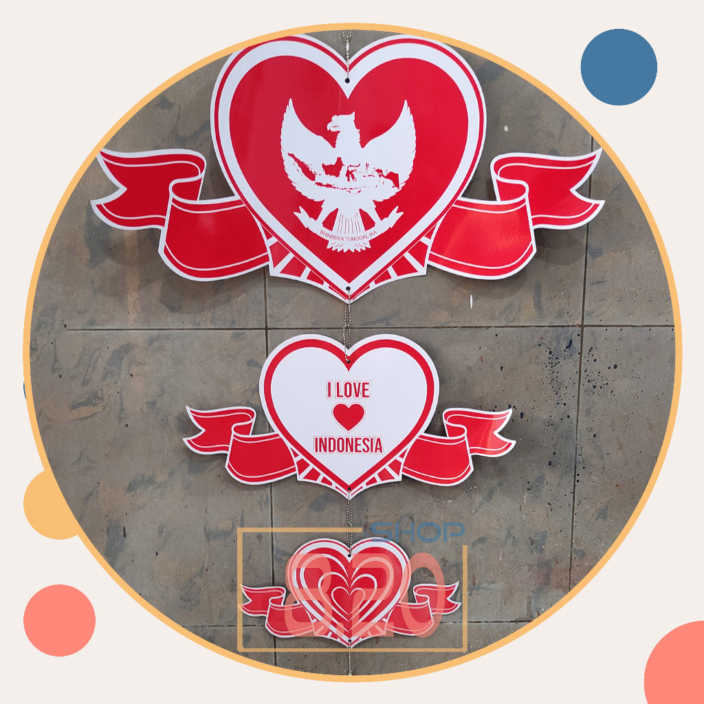 Jual Dekorasi Dirgahayu HUT RI Gantungan Hati Sayap Merah Putih Garuda ...