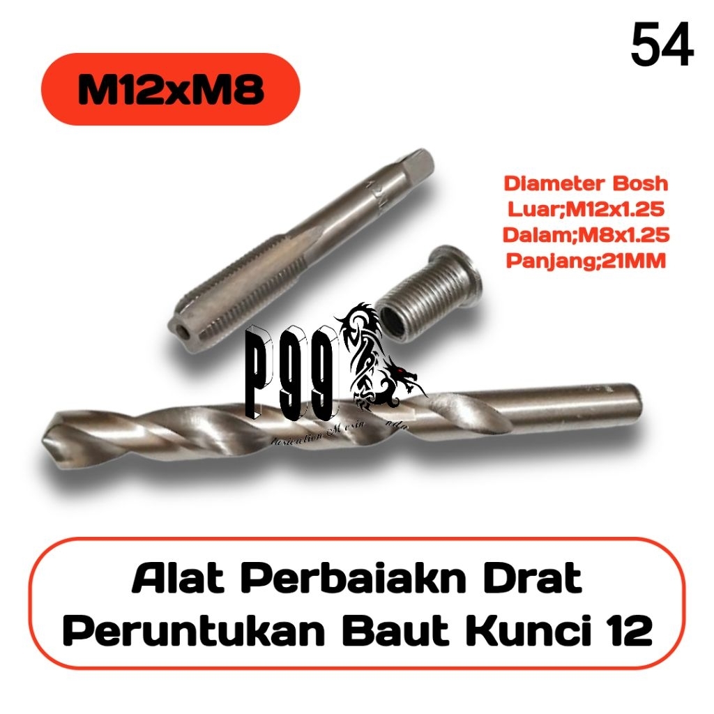 Jual Paket Komplit Mata Bor Tap Set Bosh Drat Sok Drat Alat Perbaikan Drat Baut Kunci 12 ...