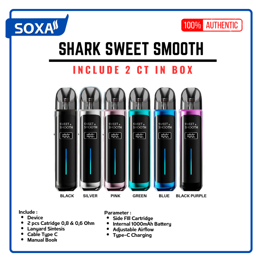 Jual POD SHARK SWEET SMOOTH 1000MAH 2 CATRIDGE | Shopee Indonesia